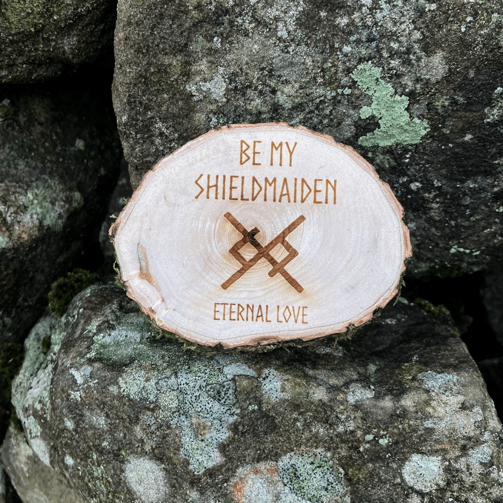 Be My Shieldmaiden Eternal Love Rune Wooden Token - Volga Vikings