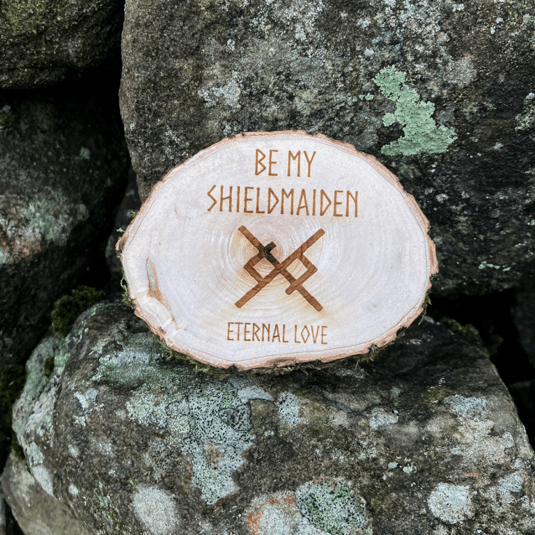 Be My Shieldmaiden Eternal Love Rune Wooden Token - Volga Vikings