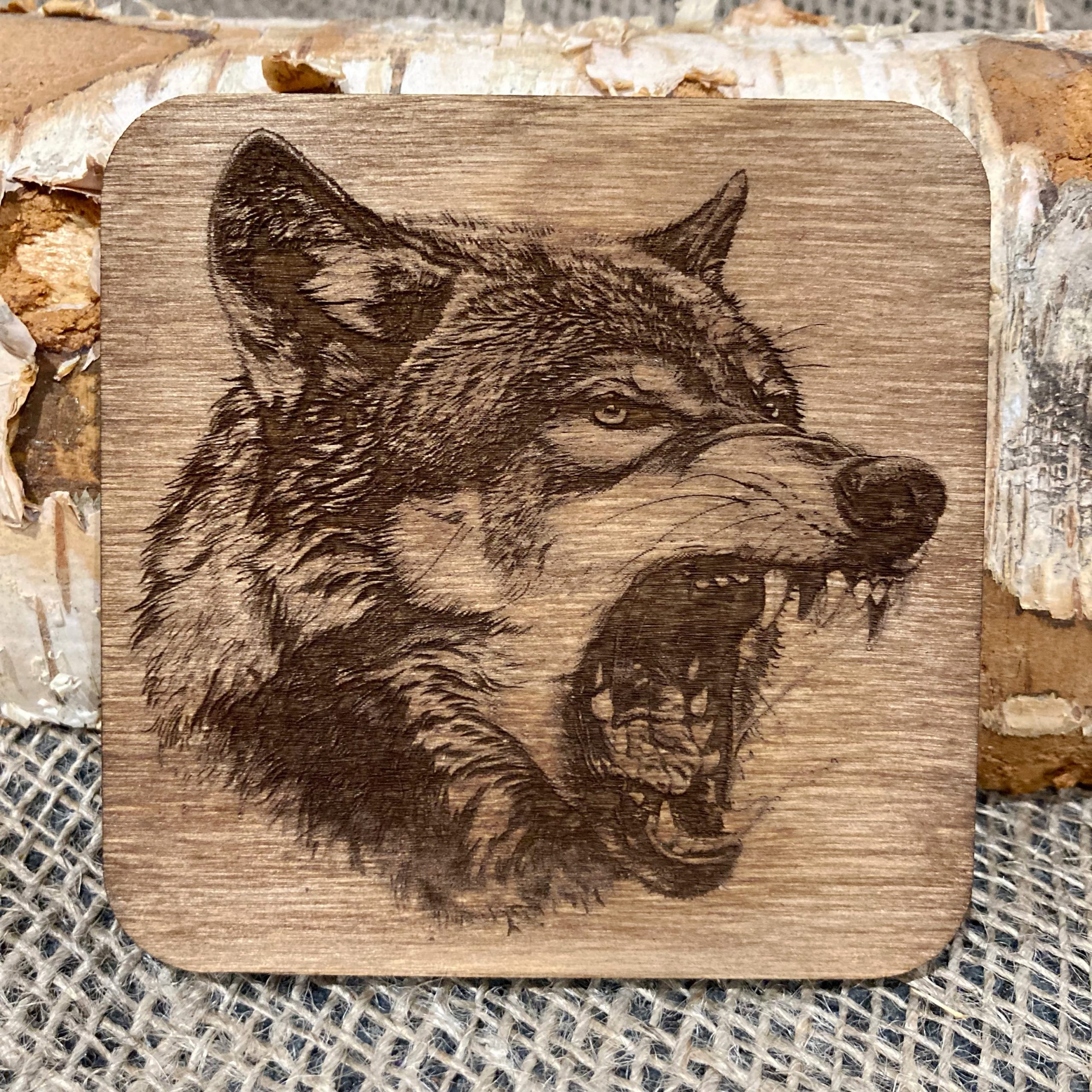 Viking Engraved Wolf Coaster - Volga Vikings
