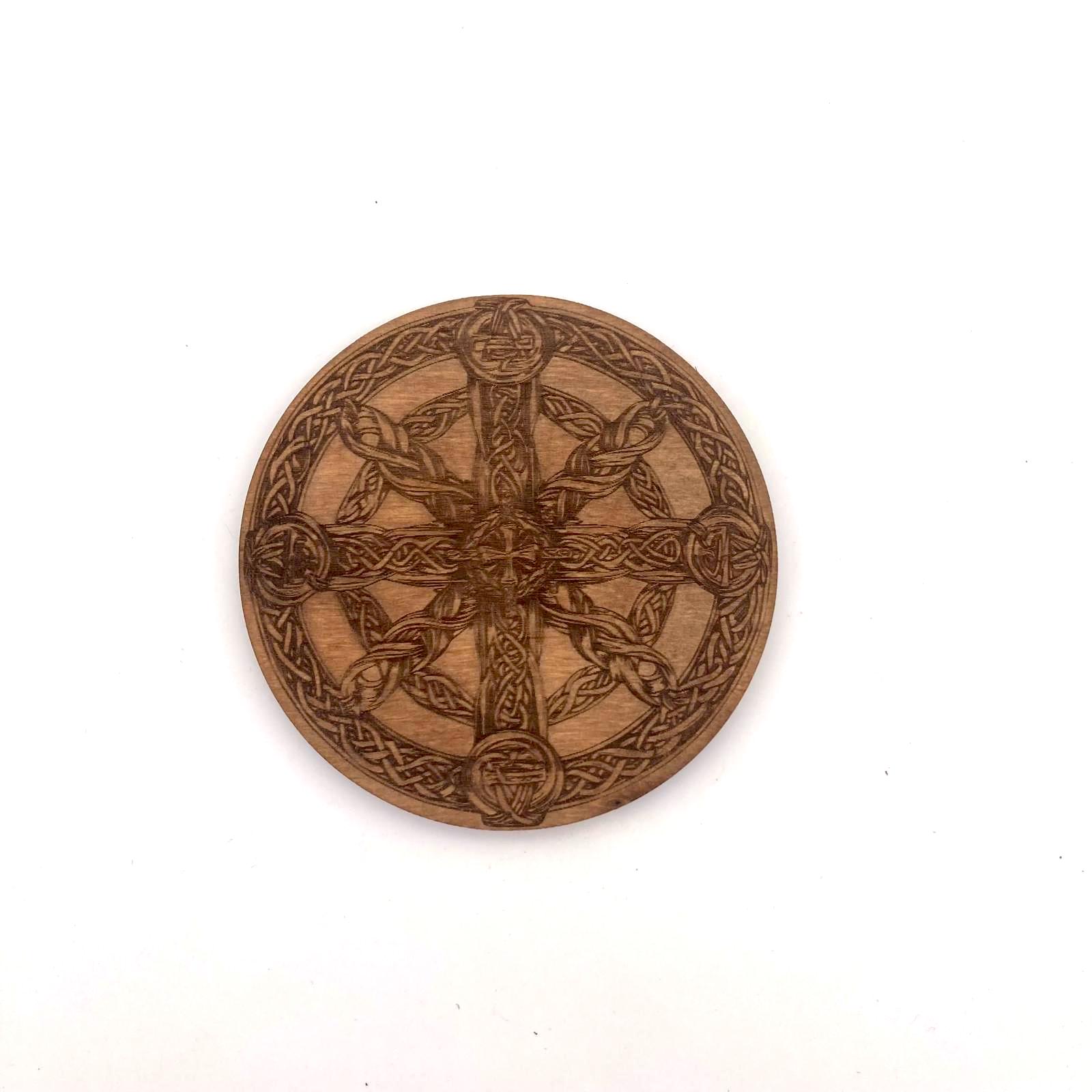 Celtic Cross Design Wooden Coaster - Volga Vikings